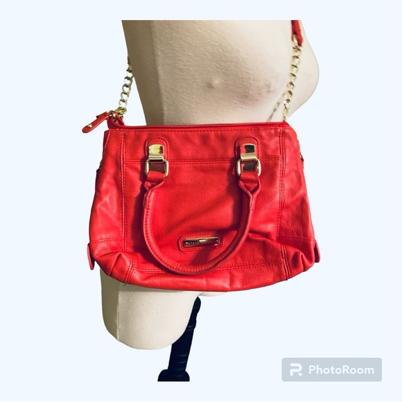 unknown | Bags | Man Made Leather Red Small Purse Over Shoulder Golden ...